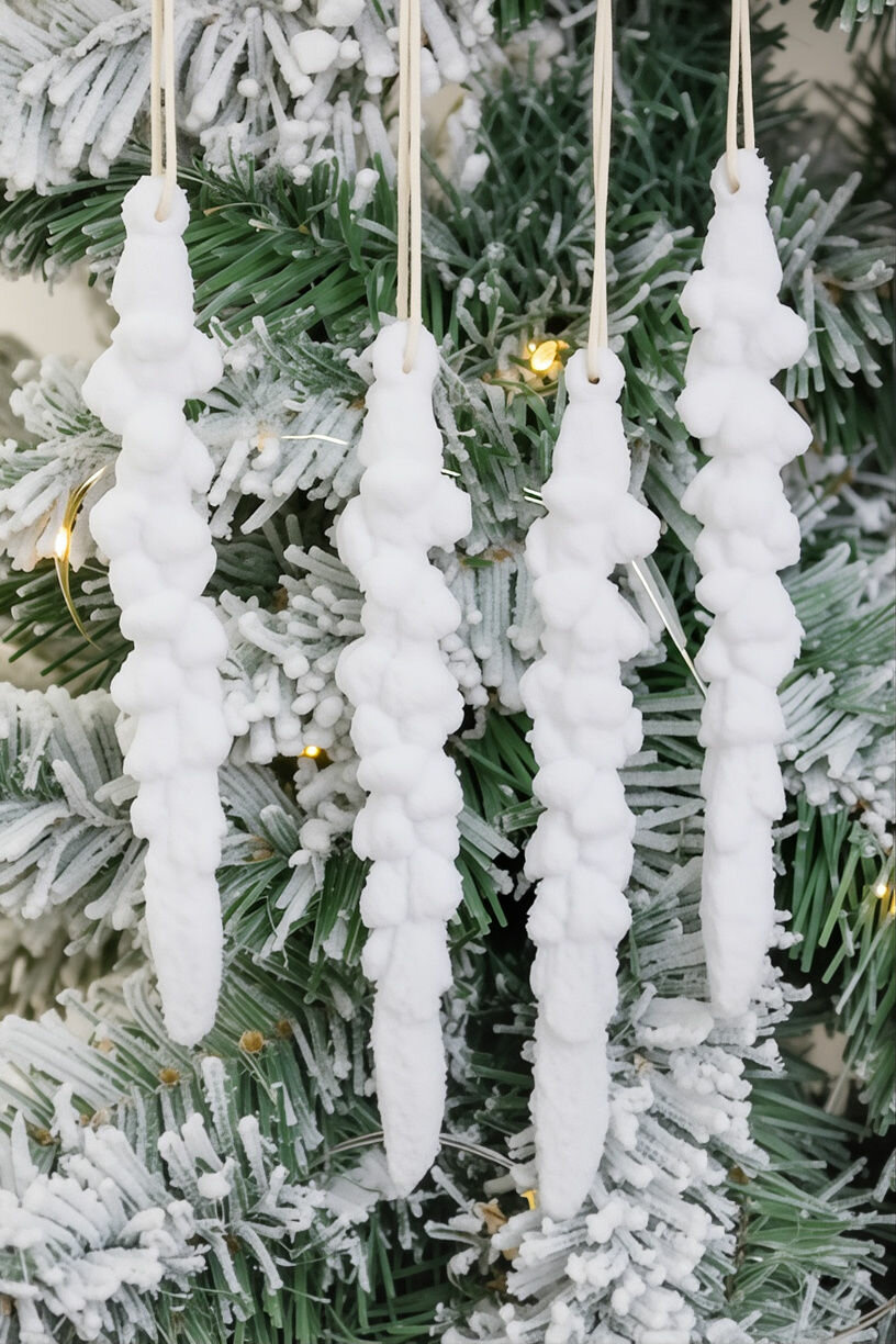 Набор ёлочных украшений сосульки 'снежные чары', акрил, 15 см, 4 шт, Winter Deco 1000478