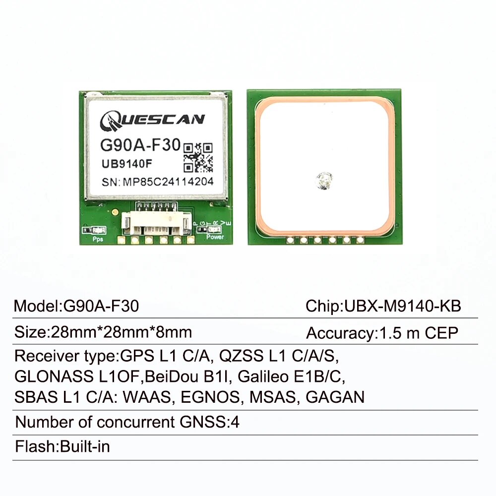 QUESCAN UBX-M10 series GPS гнсс модуль G90A-F30