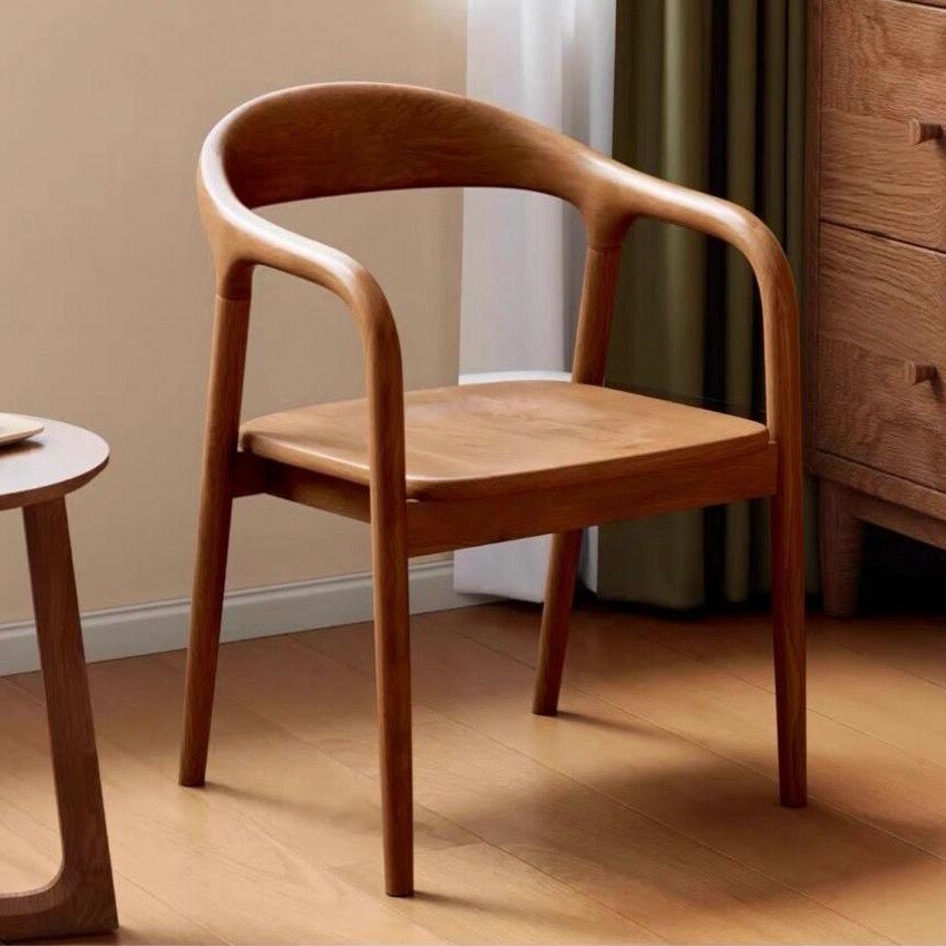 Скандинавский обеденный стул из массива дерева, домашний стул с подлокотниками