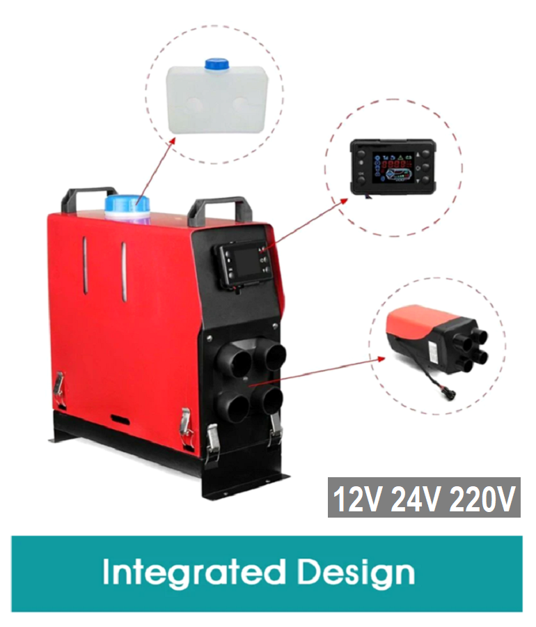 Автономный дизельный переносной отопитель (сухой фен) 5 КВт 12/24/220В, полный комплект