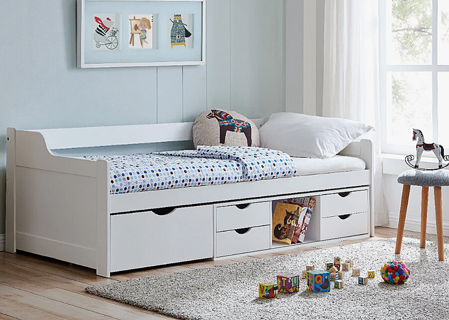 Кровать+комплект мебели марсель 100% массив 90х190 белая