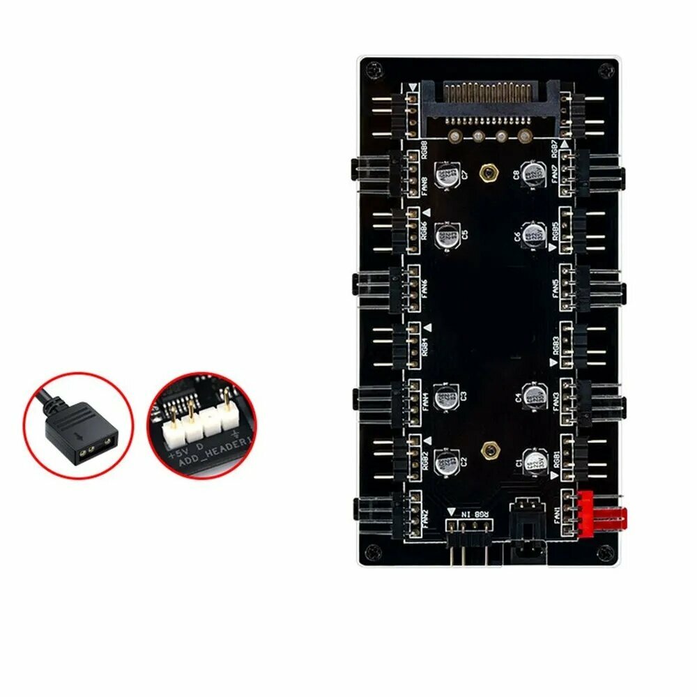Разветвитель RGB для вентиляторов 12V 4Pin/5V 3Pin