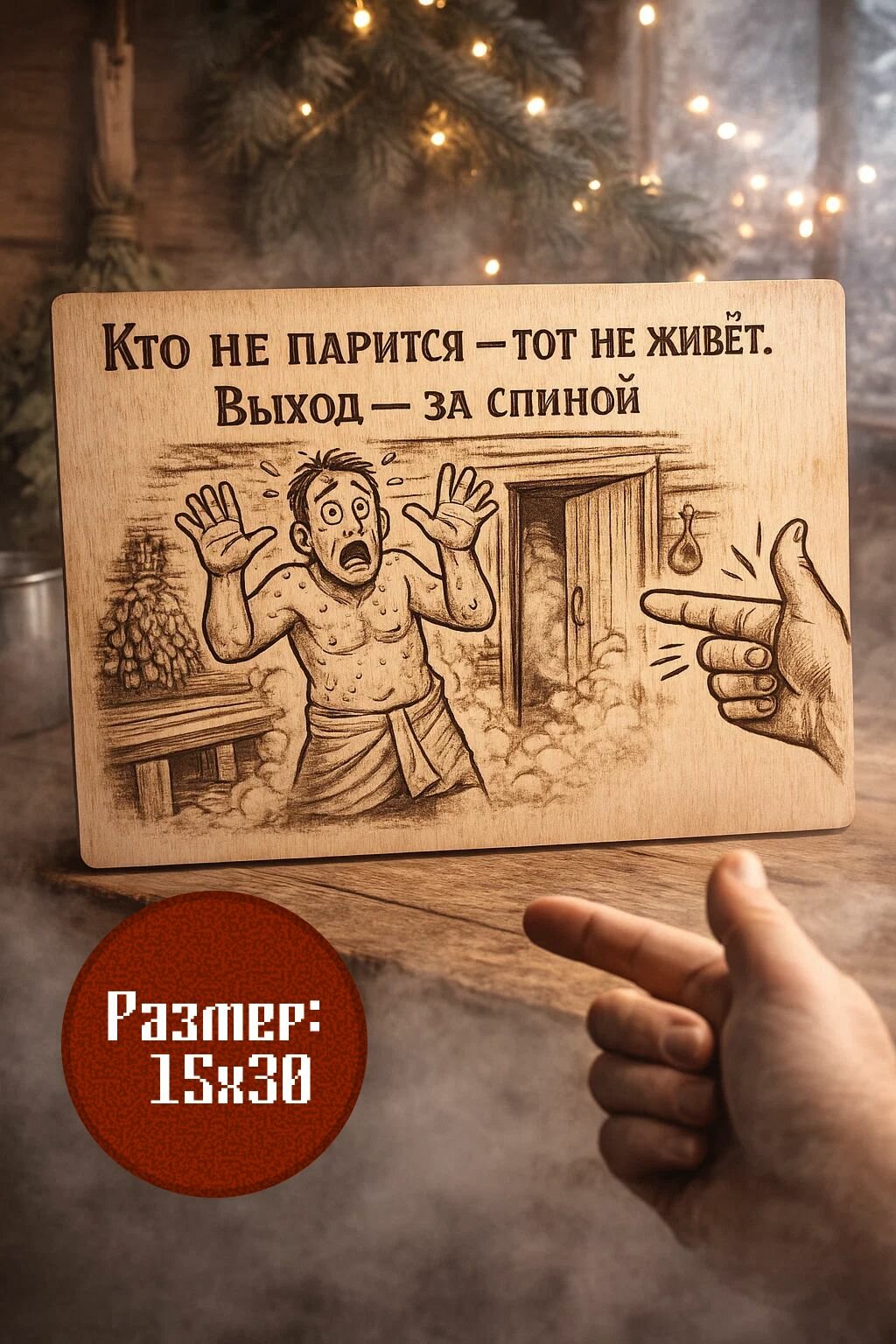 Табличка для бани из дерева, прикольный подарок
