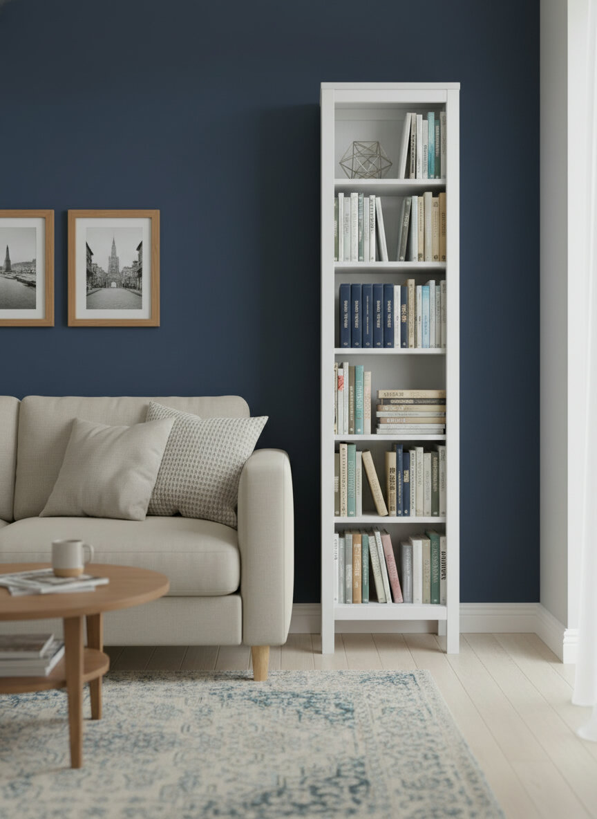 Книжный шкаф Хемнэс Hemnes/ Кымор, белая морилка, 49х197см