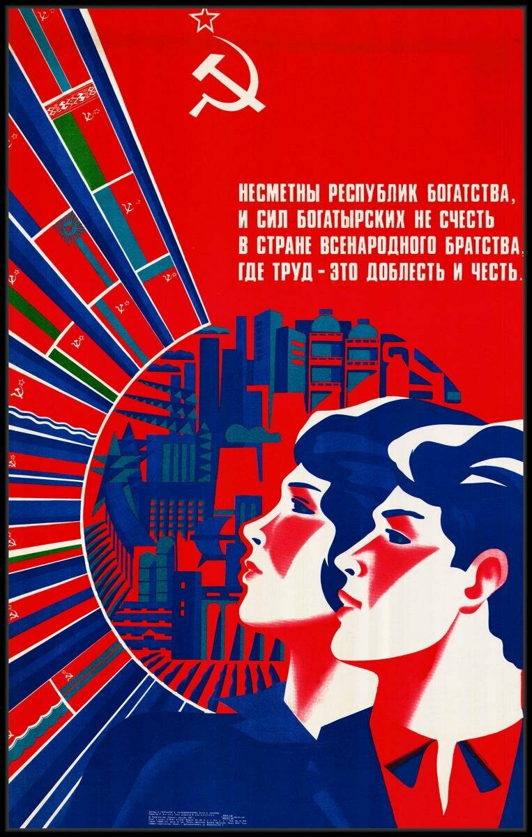 Плакат СССР труд_подборка_19_12_25_вторая часть; Антиквариат 1982 г; Декор настенный винтажный 60/90 см.