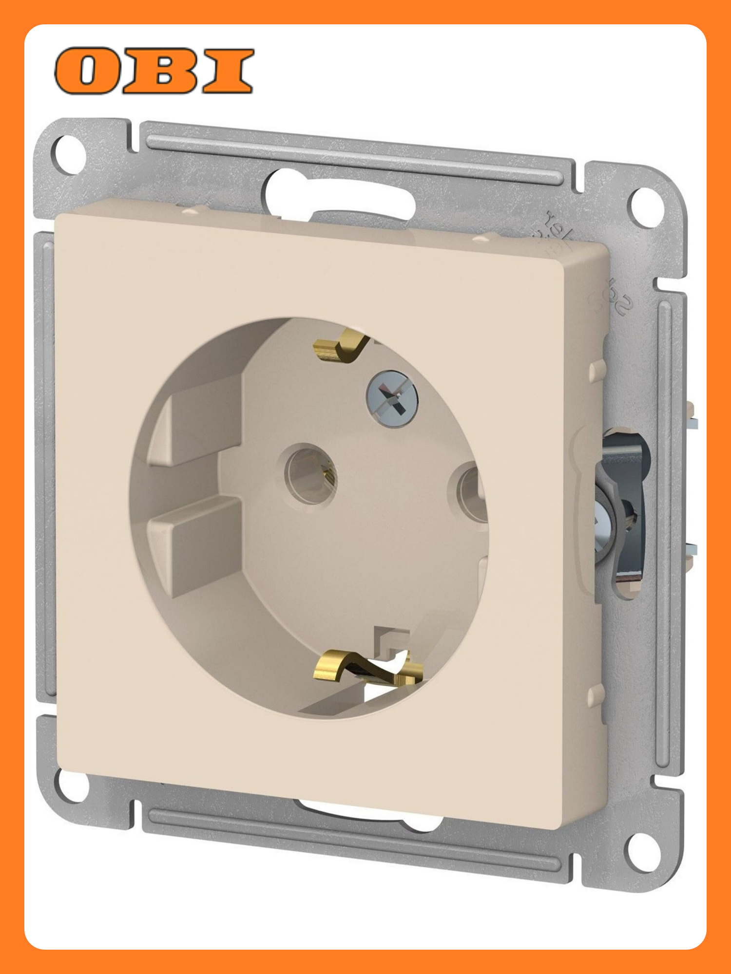 Розетка Schneider Electric AtlasDesign ATN000243, с заземлением, термопласт, бежевая