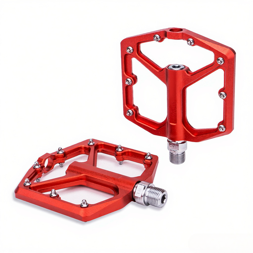MTB Pedals для велосипеда, цвет: черный, красный, фиолетовый, титановый, материал: алюминиевый сплав, ось из хромомолибденной стали, размер: 141.4 * 99.5 * 13.8мм, вес: 304г, для горных велосипедов, дорожных велосипедов, парный комплект, внешний