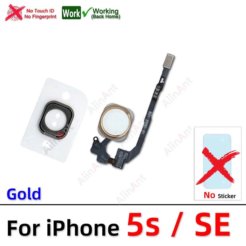 100% тест Aiinant Home Flex для iPhone 7 8 6 6s Plus 5s SE 2020 2, кнопка возврата «Домой», гибкий кабель, детали для телефона с sticekr