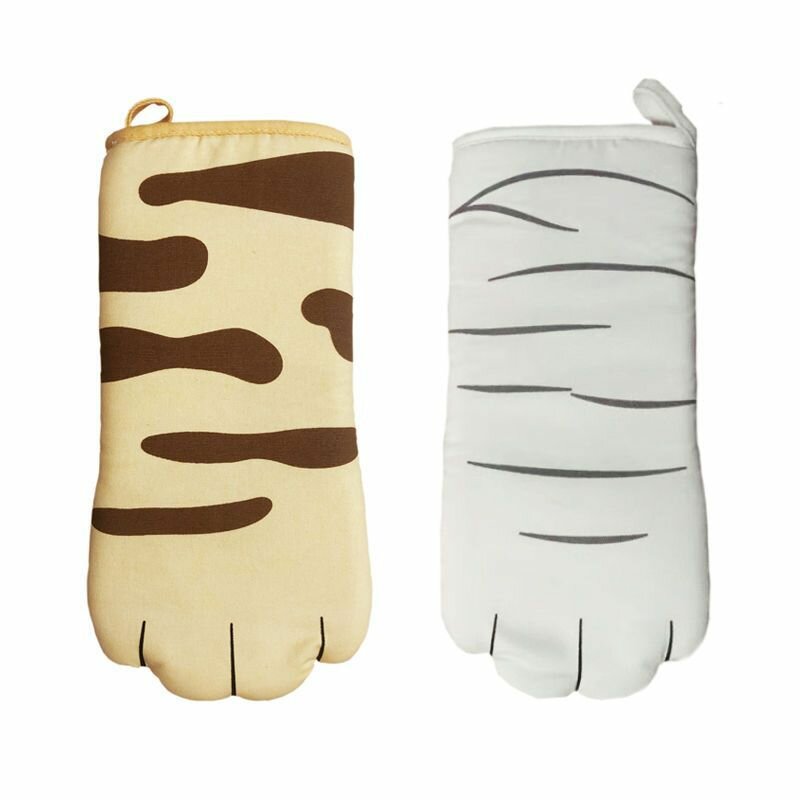 Прихватки-рукавички "Котики" оранжевые 2 шт. Симпатичные перчатки с утолщением от ожогов