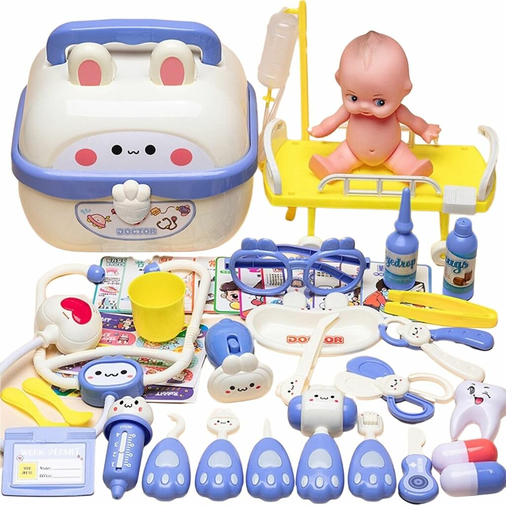 Девочки игрушки притворяться доктором для ребенка развивает стетоскоп, навыки, навыки ролевая игра, дети много инструментов