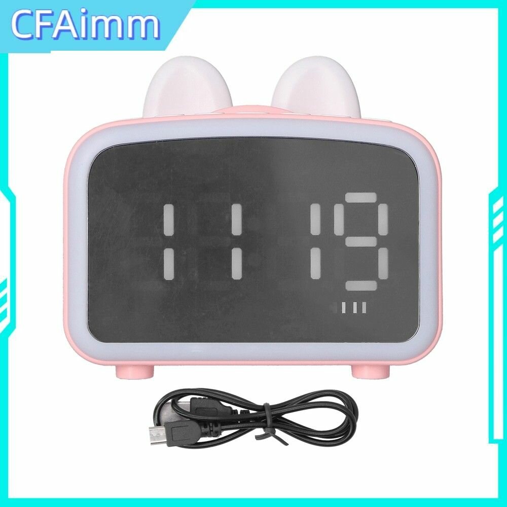 Мини мультяшные часы Bluetooth, цифровой динамик, умный набор будильников, для спальни, OfficePink