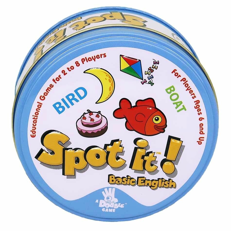 Настольная игра Доббль Spot It для всей семьи, развивающая внимание и реакцию, 55 карт в металлической банке, подарок детям и взрослым