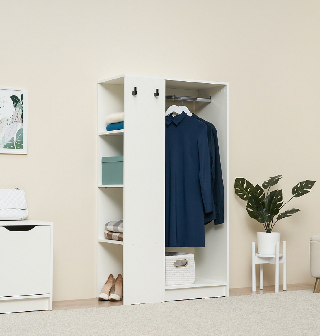 Стеллаж с вешалкой напольный руна СТЛ-01 Белый (800х1460х400мм)