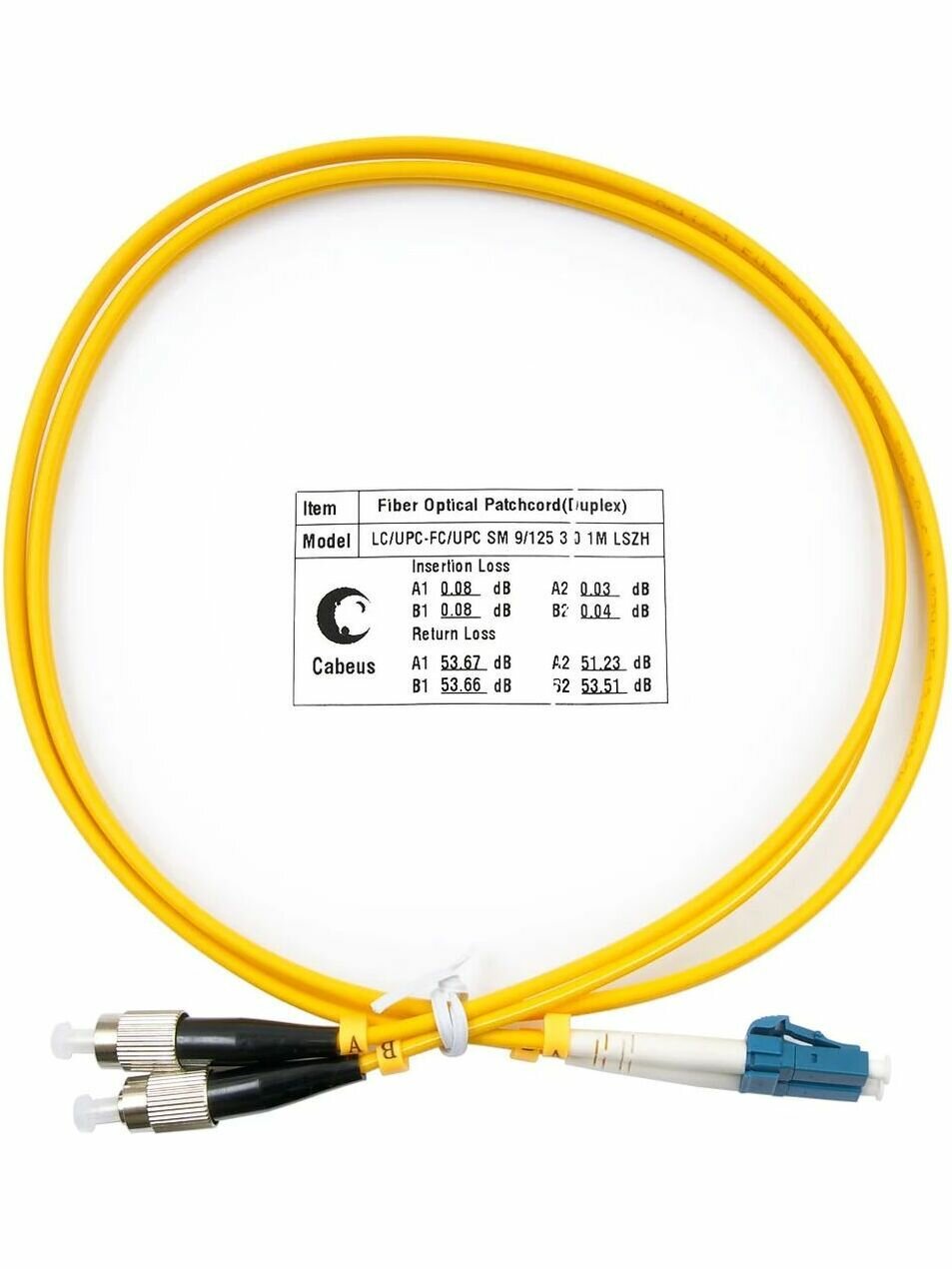 Оптический шнур Cabeus duplex lc-fc 9/125 sm 10м lszh FOP(d)-9-LC-FC-10m