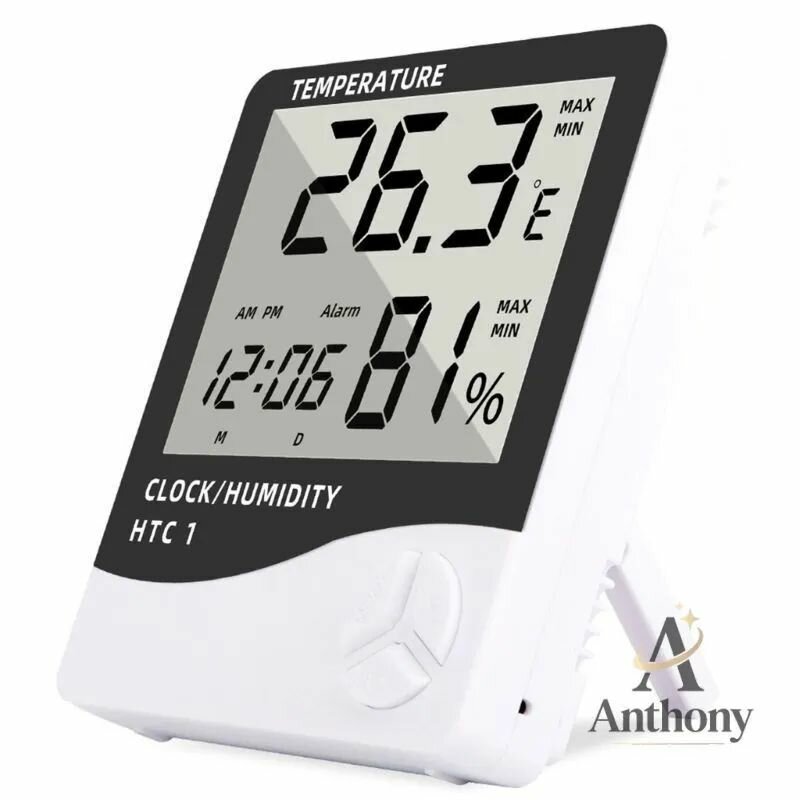 Электронный гигрометр, настенный настольный детектор температуры и влажности со светодиодным дисплеем времени и даты