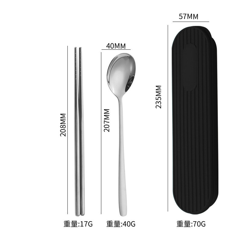 Корейский портативный набор посуды 304, набор палочек для еды, студенческая уличная посуда из нержавеющей стали, набор