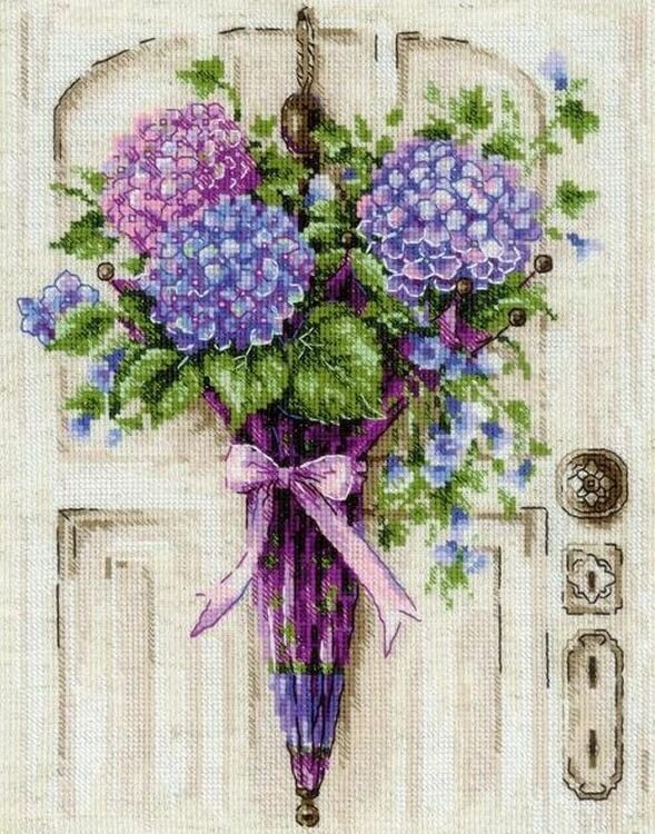 Вышивка нитками набор Riolis "Зонт моей бабушки" 24x30 см, Букеты