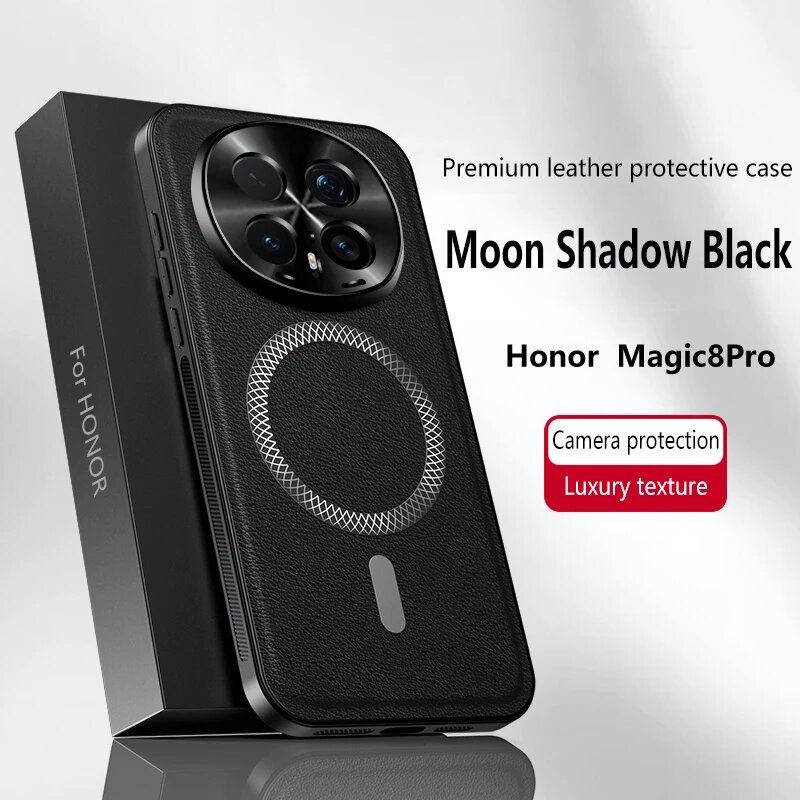 Кожаный чехол Honor Magic8Pro, черный