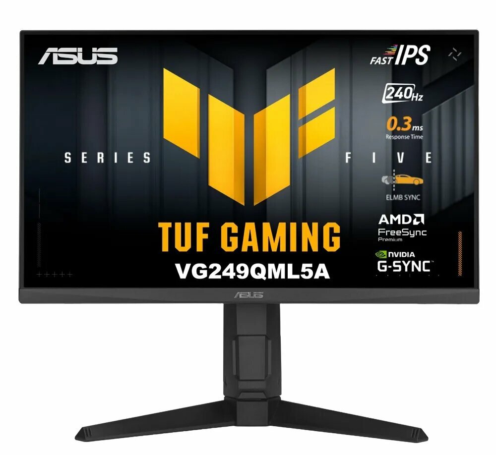ASUS 23.8" Монитор TUF GAMING VG249QML5A /Встроенный динамик/240Hz/1ms(GTG), 0.3ms(min.)/Fast IPS, черно-серый, черный матовый