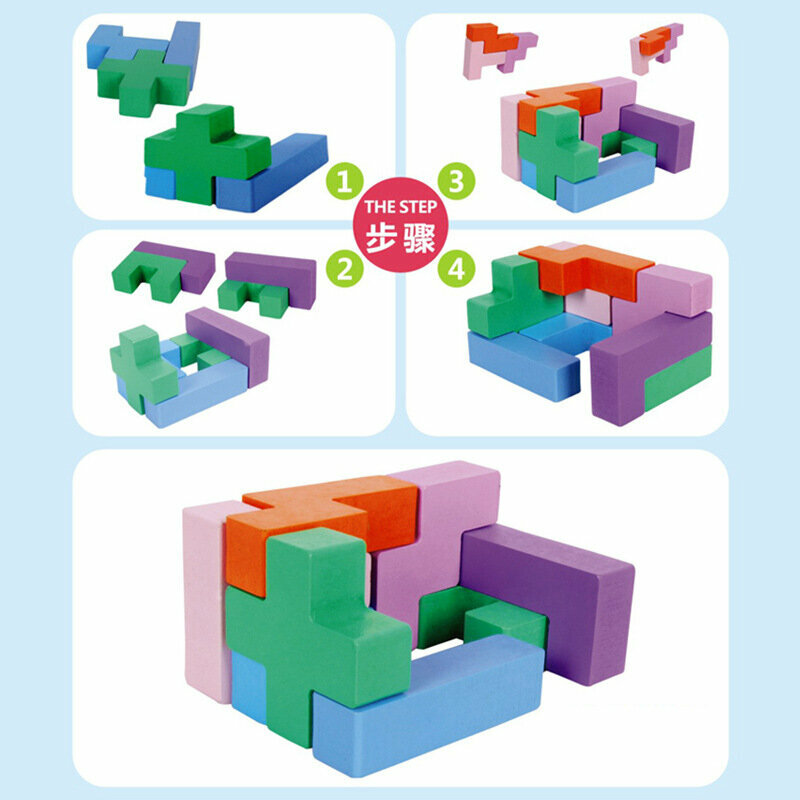 Монтессори Развивающие детские деревянные строительные блоки Smart Cube Тетрис-головоломка Игрушки для раннего развития