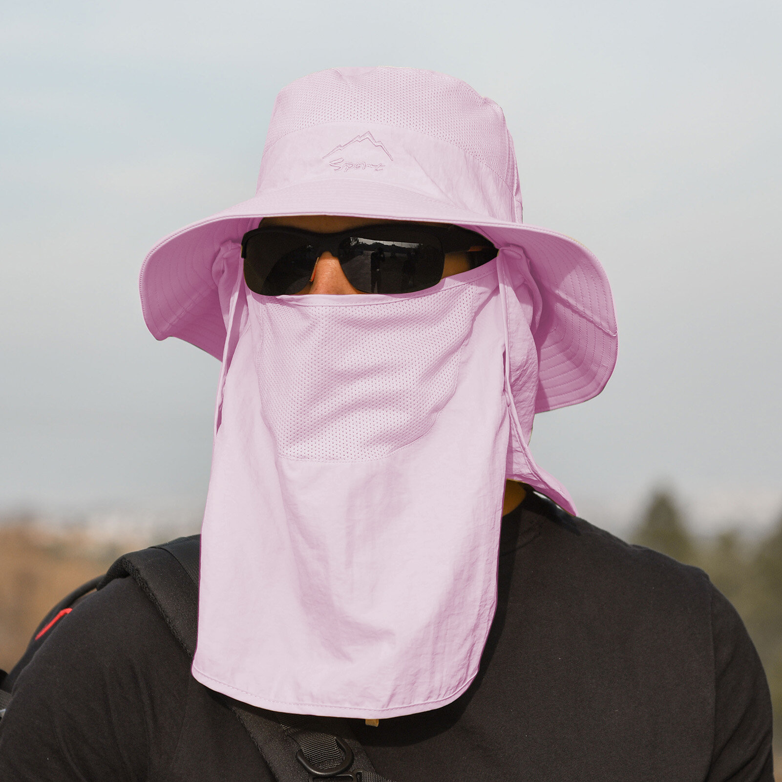 Шляпа для солнца с УФ-защитой, широким козырьком, подбородком и защитой шеи, многофункциональная кепка для походов, рыбалки, пляжа, цвет: синий / фиолетовый / хаки / розовый / темно-синий / светло-серый / темно-серый / темно-зеленый / бежевый, размер: