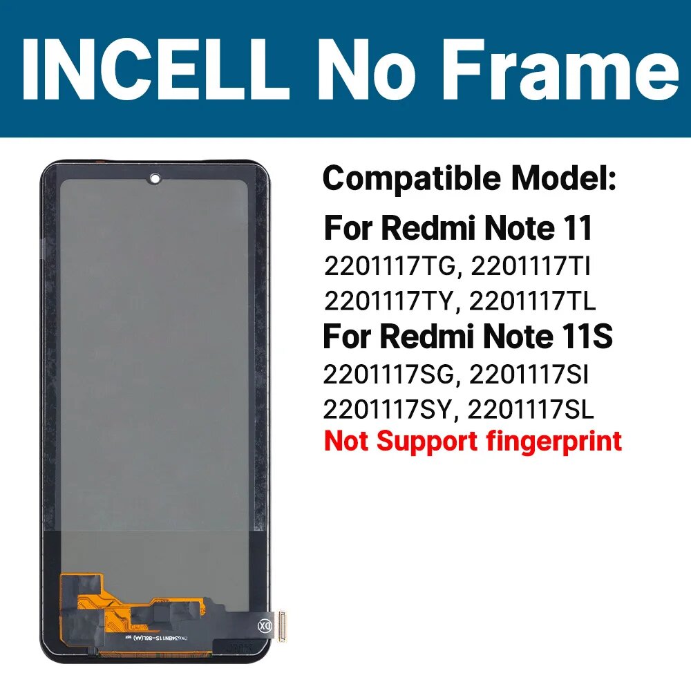100% протестировано премиум-класса для Xiaomi Redmi Note 11, дигитайзер дисплея для INCELL No Frame