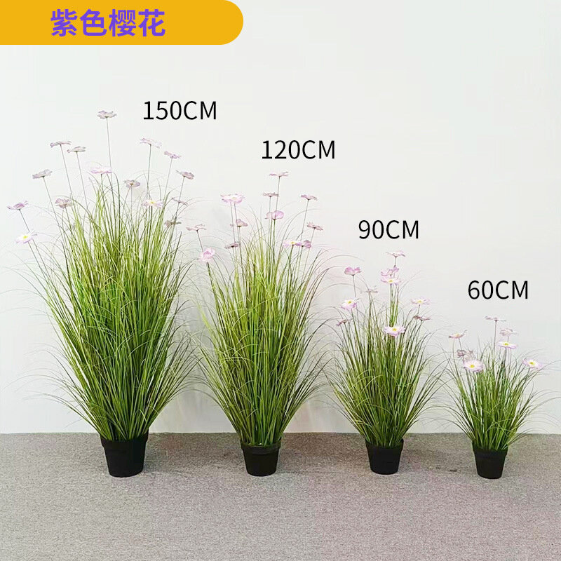 Искусственное зеленое растение, вишневый цветок, горшечное растение, декор для торгового центра, украшение для гостиной, искусственный цветок из ПВХ, флористическое искусство, искусственный цветочный ландшафт