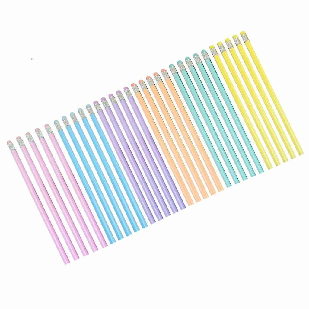 30 штук деревянных карандашей с треугольной ручкой и маленьким ластиком для школы и офиса