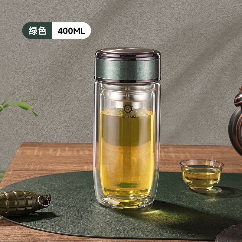Двухслойная стеклянная чашка Mingxia из высокого боросиликата, чашка в форме гусиного яйца с фильтром, чайная чашка, подарок для мужчин, оптовая продажа