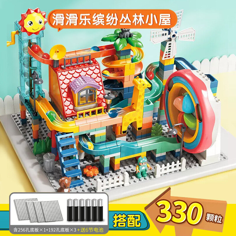 Детские строительные блоки Feile с крупными частицами, электрическая ветряная мельница, пианино, горка, летающая машина, сборная трасса, игрушка из строительных блоков, бесплатная доставка