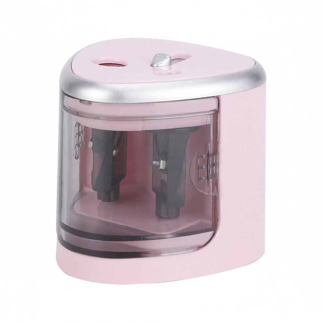 Многофункциональный автоматический электрический тушканка на батарейках с 2 отверстиями (6-8мм / 9-12мм) для дома школы ученика Розовый Материал Пластик Размер изделия 7.5*7*7см Вес изделия 138г Размер упаковки 7.8*7.8*7.8см Вес упаковки 158г Питание