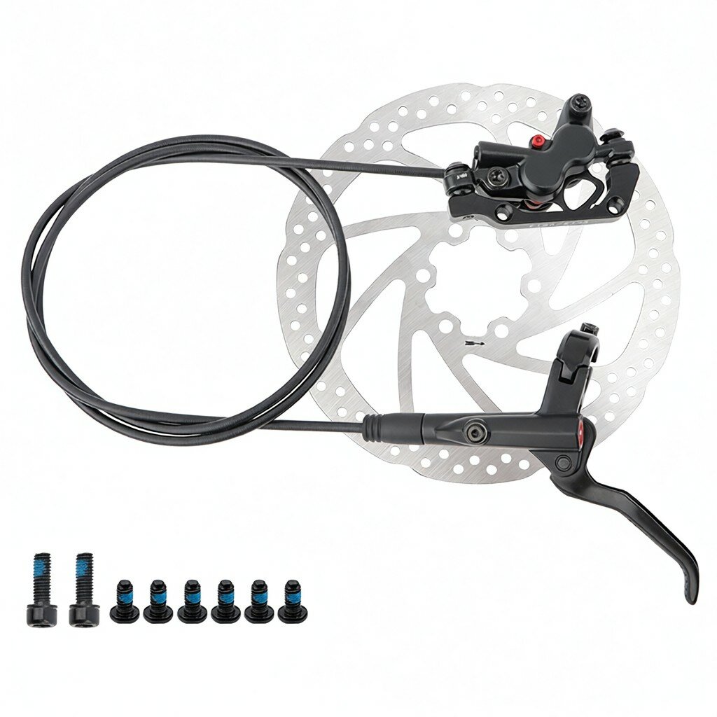 MTB Гидравлический Дисковый Тормоз Задний Кальпер с Ротором 160mm Гидравлические 4 Поршня и Двусторонняя Тормозная Система Рычаг Тормоза Левый 22.2mm Для Горных Велосипедов Комплект
