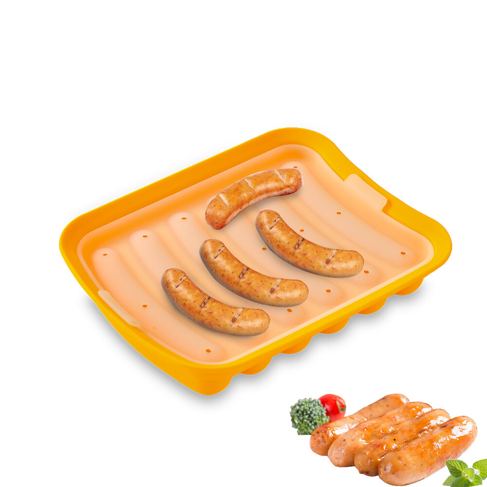Формы для колбасок силиконовые антиприлипательные пальцевидные для хот-догов, размер 17.5*14*3 см, цвет Красный/Зеленый/Желтый, вес упаковки 205 г, в комплект входят 1 штука, для духовки и микроволновки, для изготовления домашней колбасы и детского