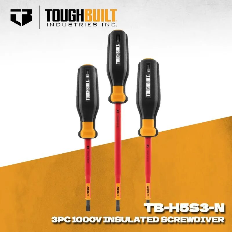 TOUGHBUILT TB-H5S3-N Набор отверток из трех предметов с изолированной рукояткой из двух материалов