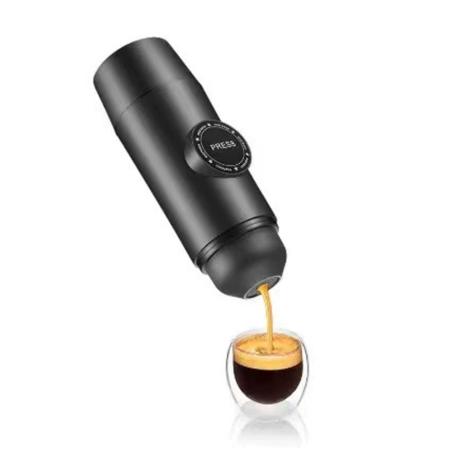 Портативная электрическая кофемашина для эспрессо бесконтактного нагрева двойного сервиса мини-кофеварка с 2-в-1 бином для кофейного порошка/капсул, насосным давлением 15 бар, автоматической заваркой, встроенной батареей 2000 мАч, черный/деревянный цвет,