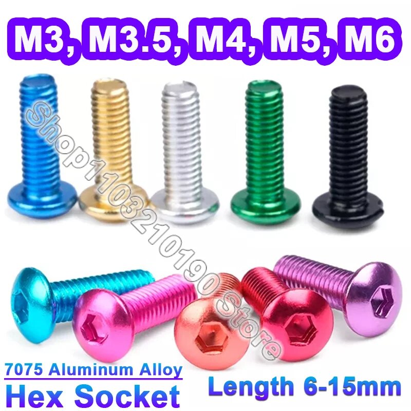 GooBetter Алюминиевые шестигранные винты M3-M6 L=6-15 мм M3x6mm, Red