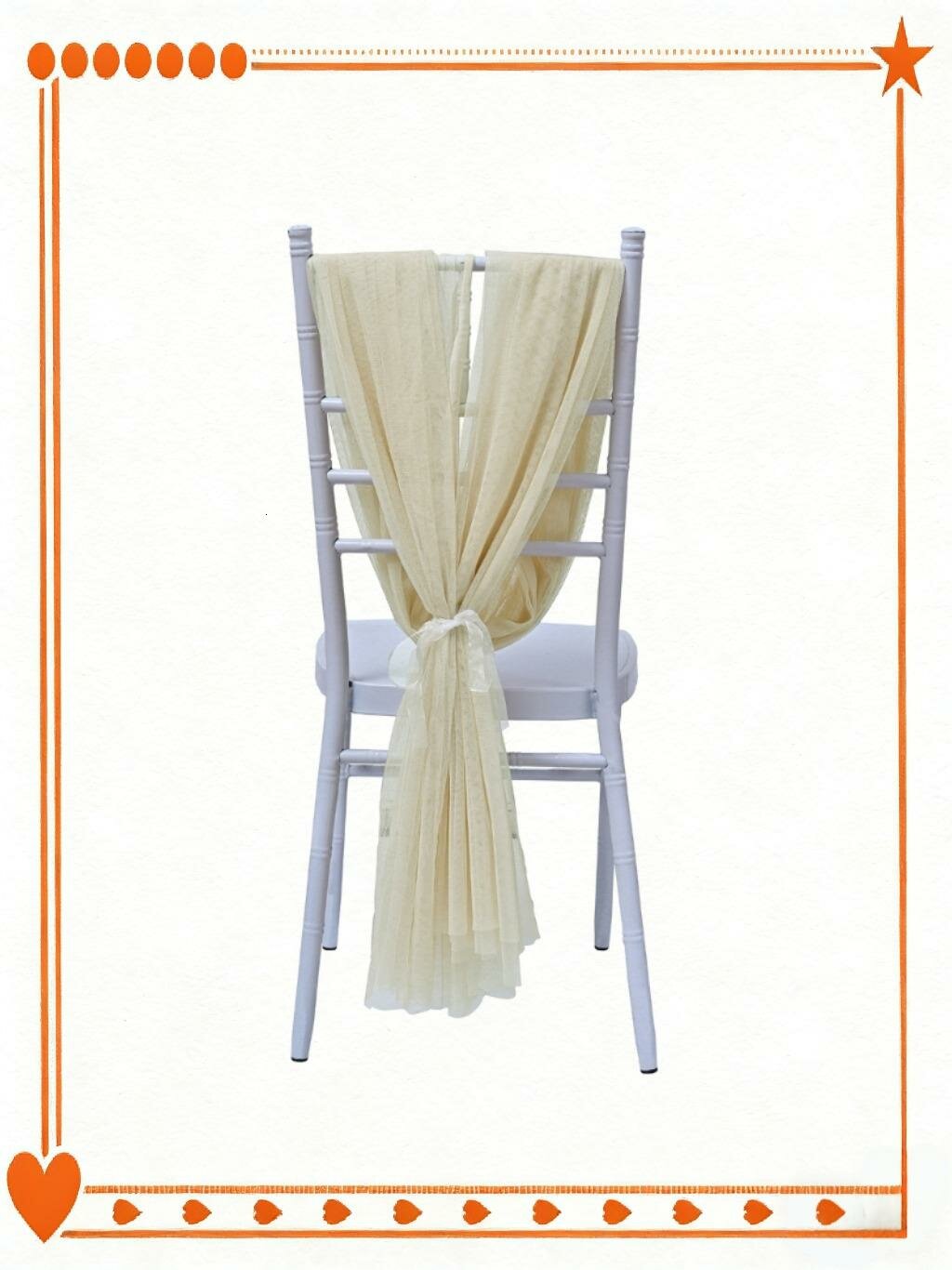 Белые атласные ленты из тюля для украшения стульев на свадьбе, шампанское