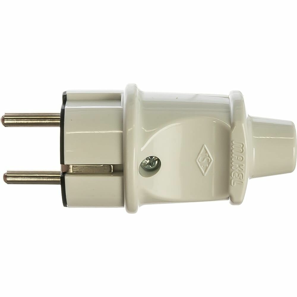 Вилка электрич. с заземл. 16А 220В бел. Makel 10002