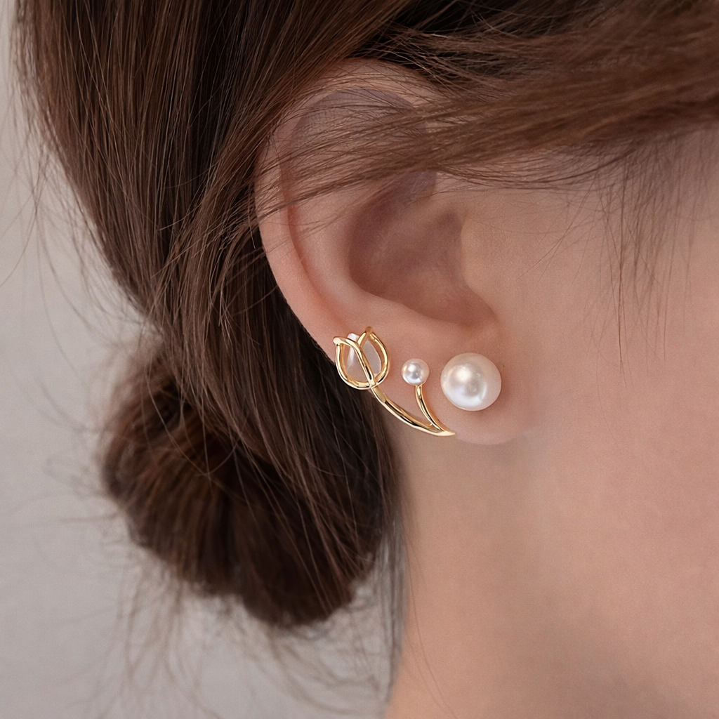 Серьги пусеты, жемчуг имитация