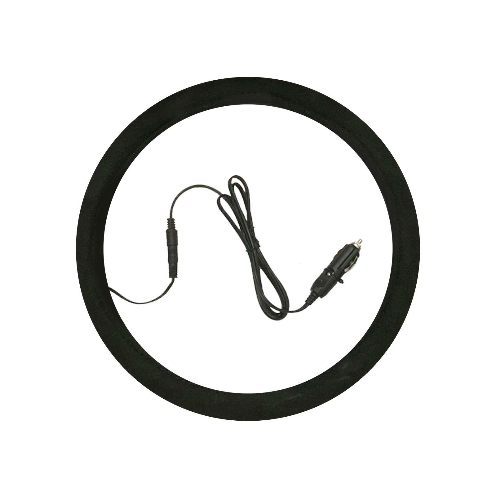 Чехол из замши для автомобильного руля с подогревом 38 см, 12 В, Черный