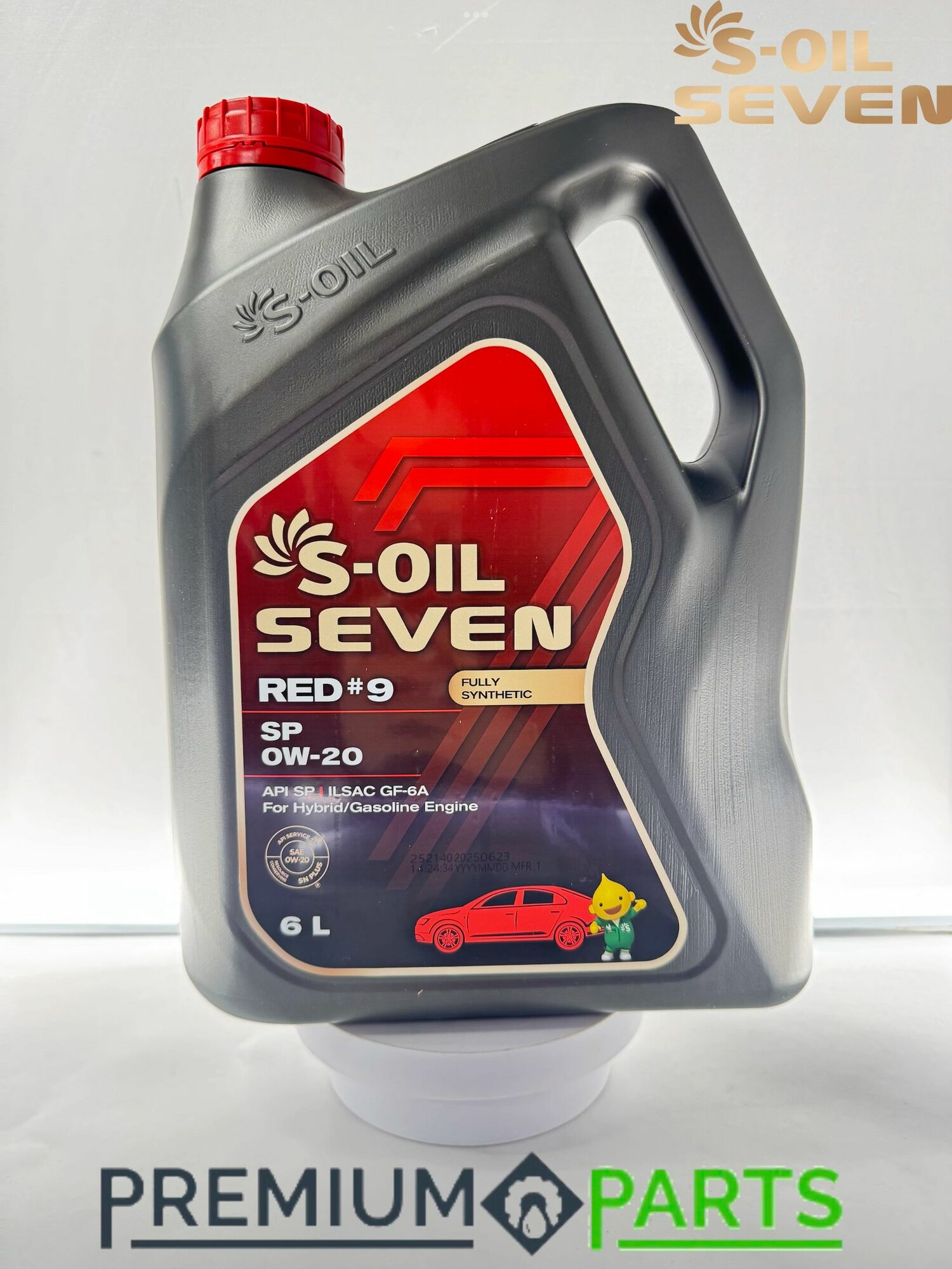 Моторное масло S-OIL Seven Red #9 SP, синтетическое, 0W-20, для легковых и коммерческих авто, 6 л