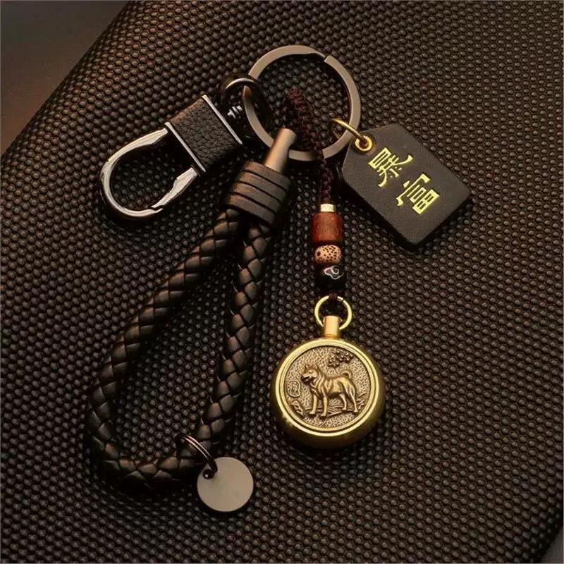 Мужские и женские брелоки для ключей, латунные брелоки с двенадцатью знаками зодиака, подвески ручной работы,