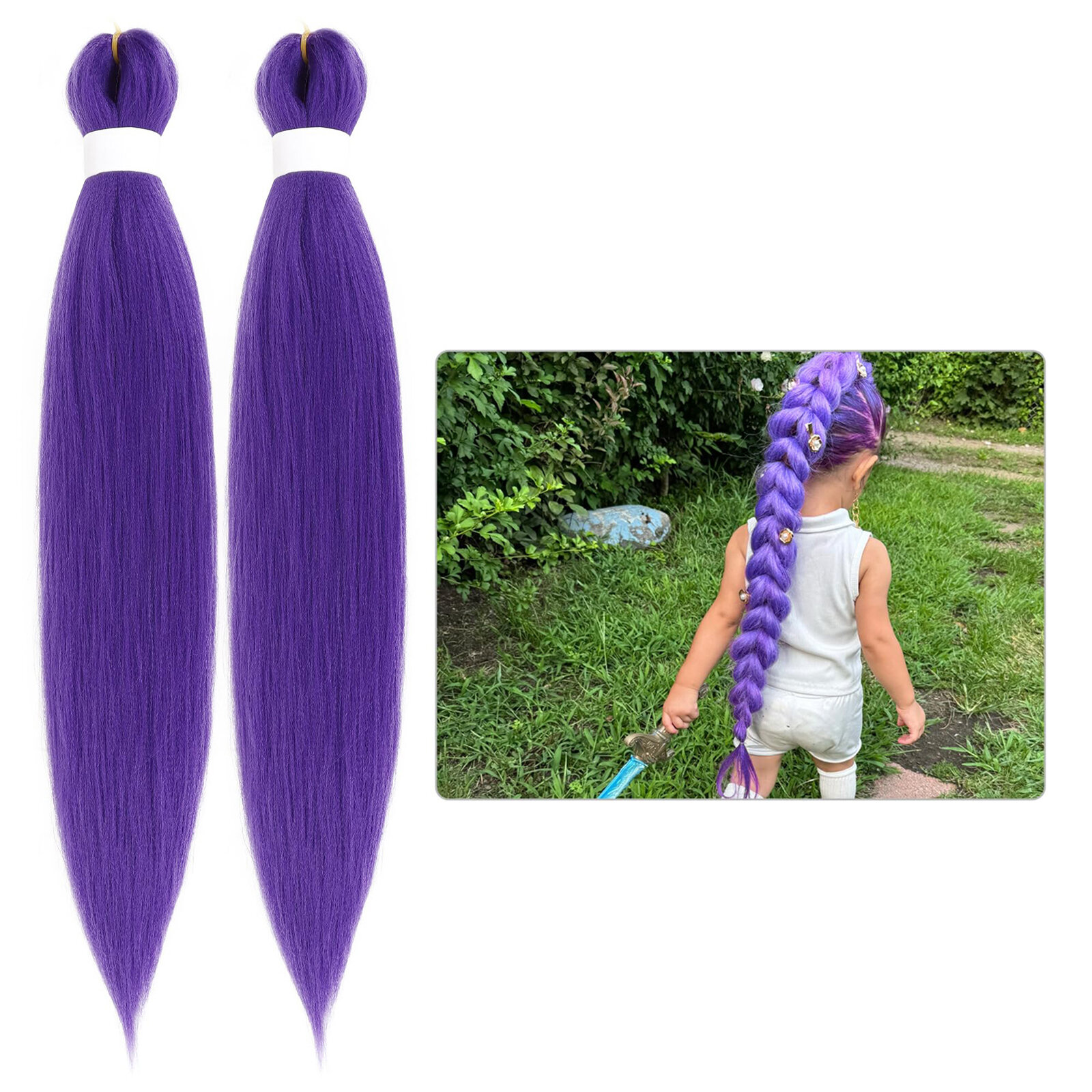 Пурпурные искусственные косы для девочки, 26 дюймов, 90 г яркий аксессуар для стильного образа