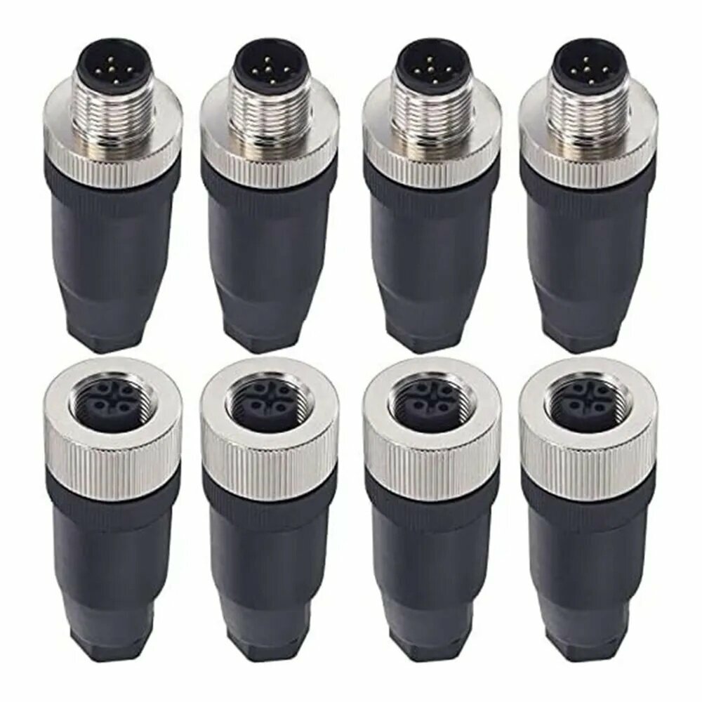 DIY & Tools, M12 5 Pin Male Female Разъем для панели авиационных проводов,4 комплекта, Черный