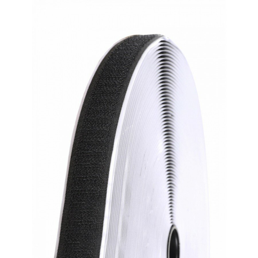 Лента липучка самоклеящаяся TBY 20мм черный F322 уп.25м крючок