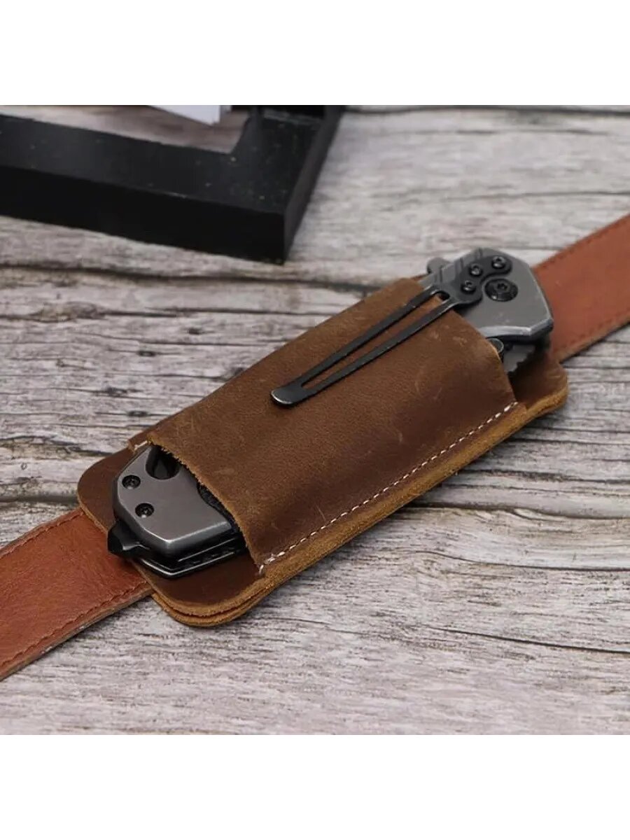 Кожаный горизонтальный ножны для ремня ручной работы
