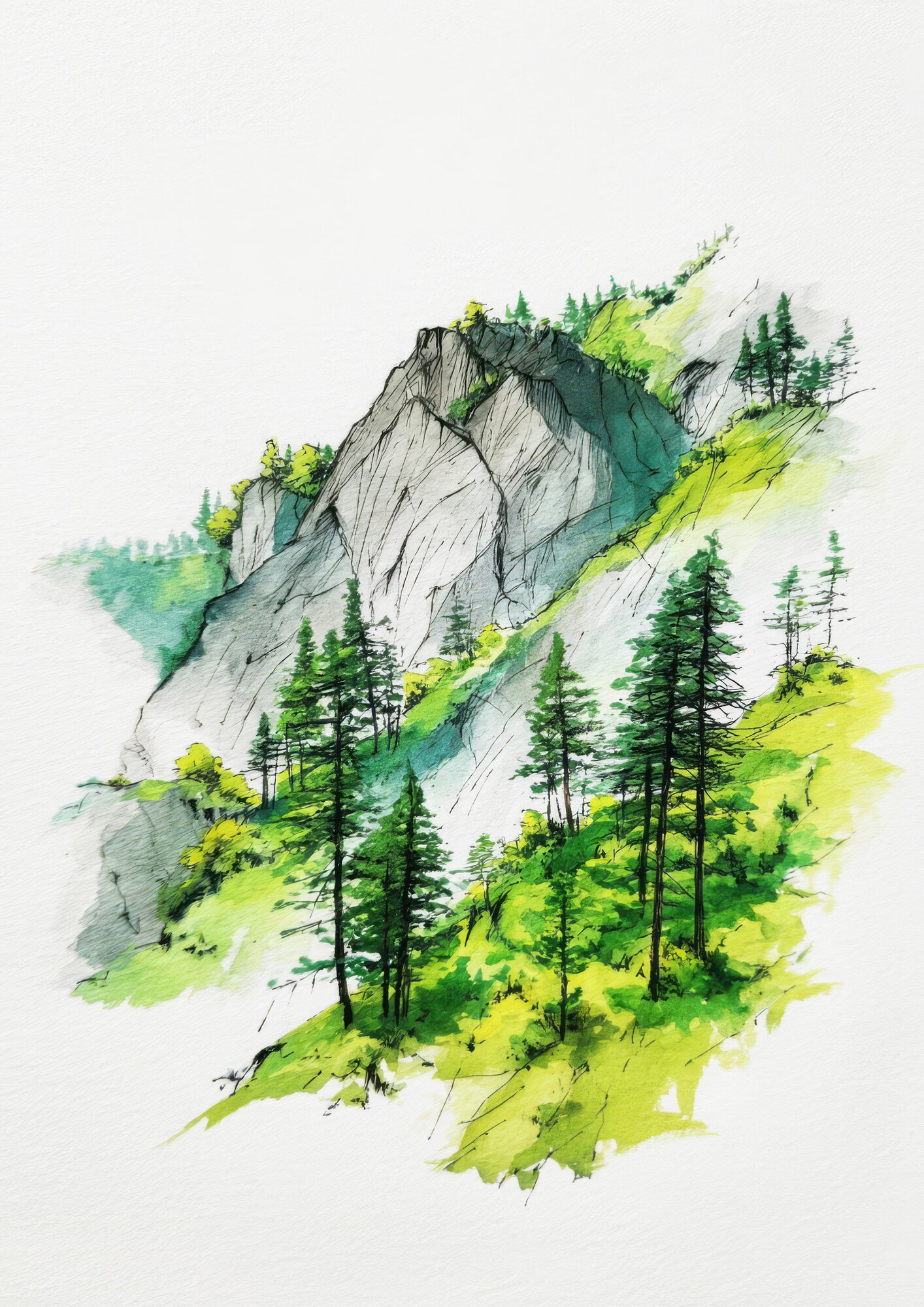 Постер А3 "Эскиз гор" (30х42 см) #001