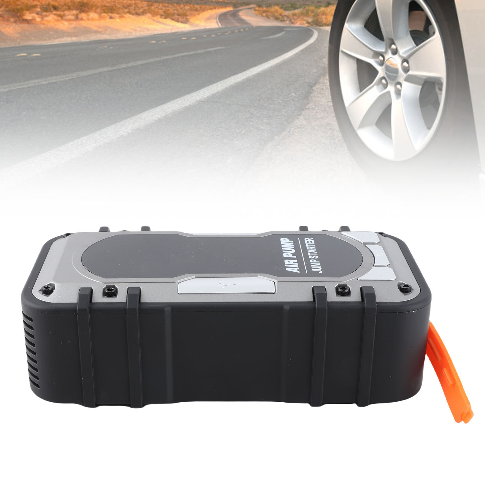 Портативный джамп-стартер для авто 150PSI USB с компрессором для шин, LED фонарем, аккумулятор 7200mAh для улицы
