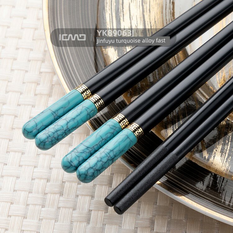 Палочки для еды из нескольких сплавов клиента Jinfu Jade Han, белое золото, инкрустированные нефритовым отелем,