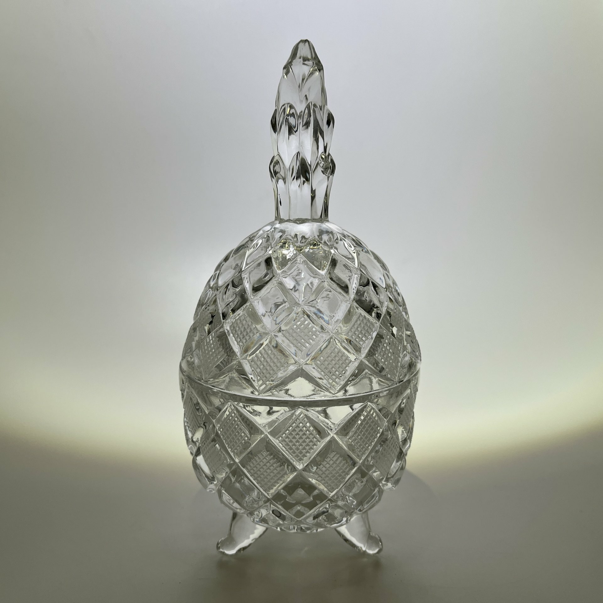 Ваза для десертов (бонбоньерка, конфетница) в виде ананаса, хрусталь, СССР